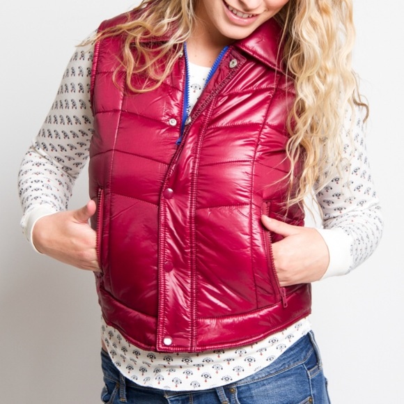 Billabong | Jackets & Coats | Billabong Stand By Me Quilted Maroon ...